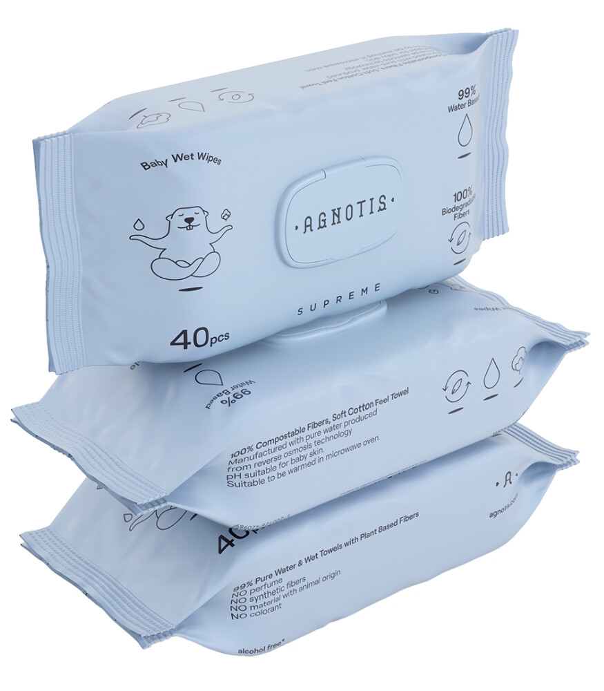 Agnotis Baby Supreme %99 Wet Wipes Islak Mendil (40 Adet * 3 Paket ...