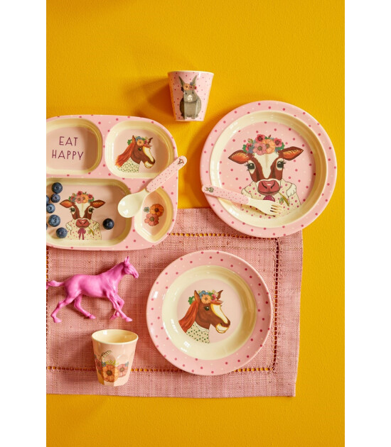 Rice Melamin Çocuk Tabağı - İnek - Keyif Bebesi | Kids & Toys