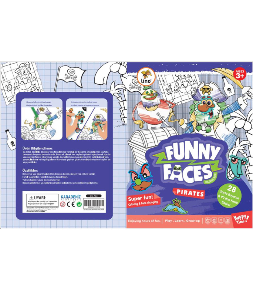Lino FUNNY FACES STİCKERLI BOYAMA KİTABI KORSANLAR - Keyif Bebesi ...
