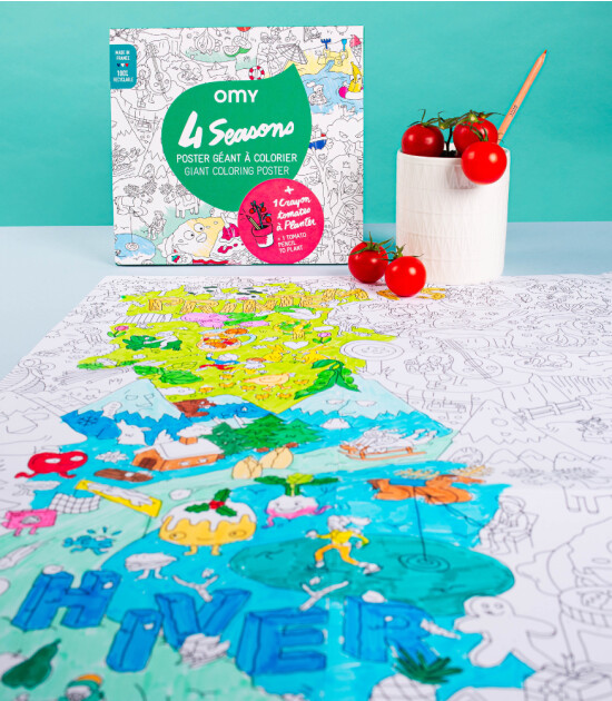 OMY Coloring Poster - Boyama Posteri ve Tohumlu Kalem // 4 Seasons ...