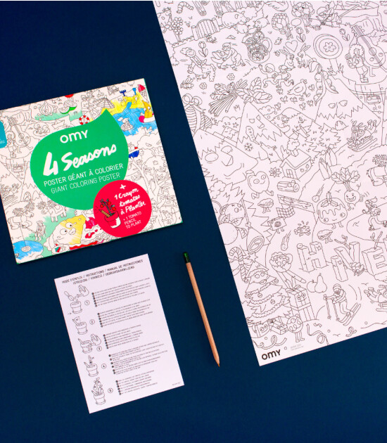 OMY Coloring Poster - Boyama Posteri ve Tohumlu Kalem // 4 Seasons ...