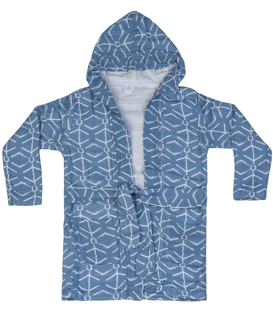 Posh Baby by Momeasy Müslin Bornoz (Mavi Geometrik) - Keyif Bebesi ...