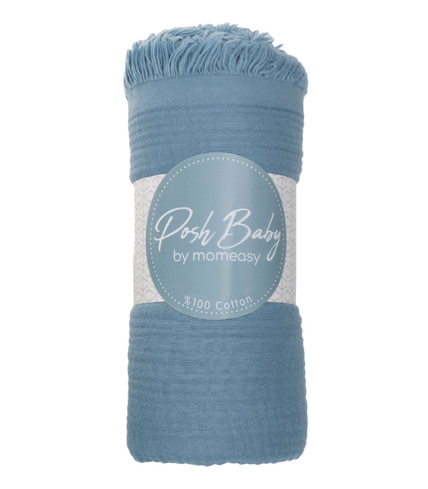 Posh Baby by Momeasy Müslin Battaniye (Mavi) - Keyif Bebesi | Kids & Toys